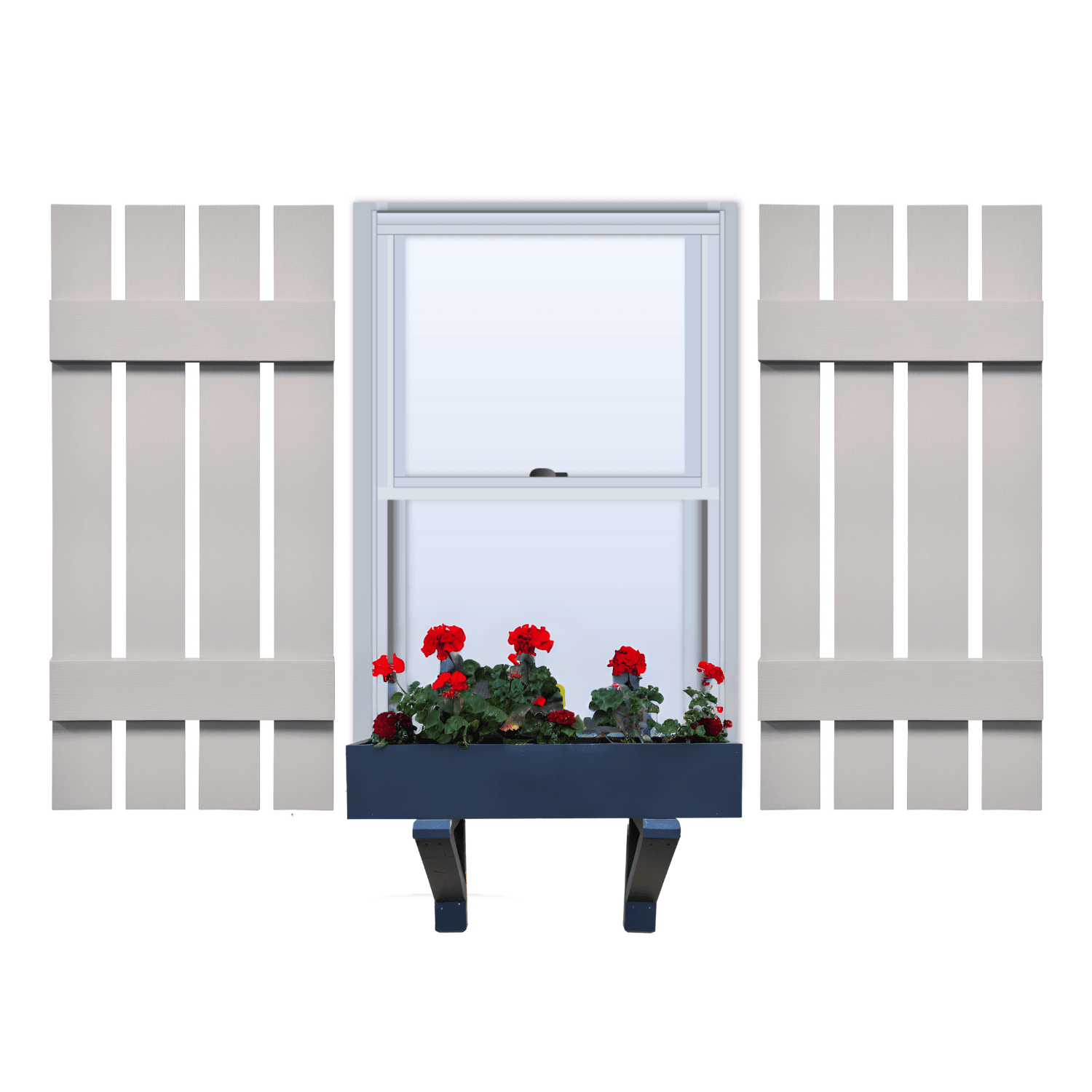 Vinyl | Spaced Board & Batten Exterior Shutters | 16.25" Width | 4 Ver ...