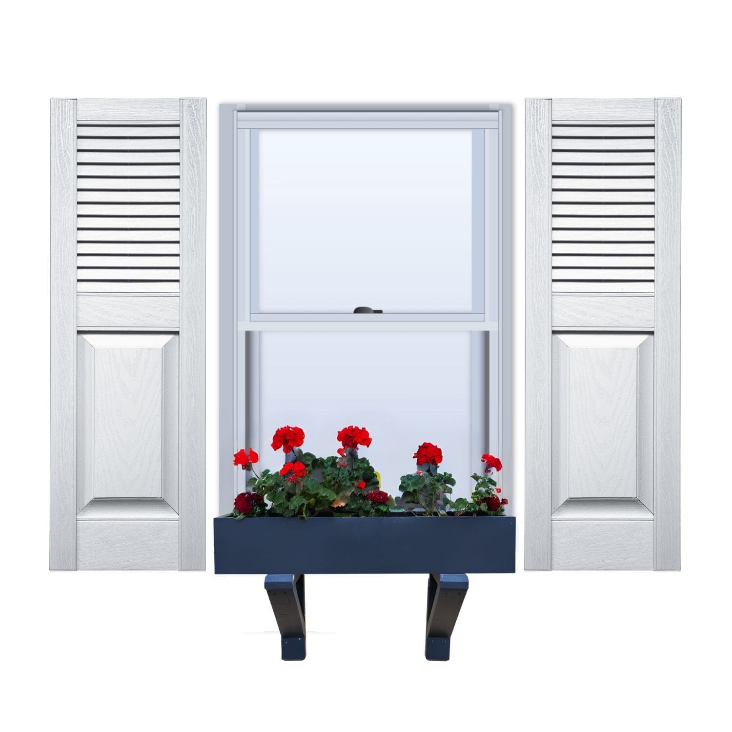 Vinyl | Louver & Raised Panel Exterior Shutter | 9.25" x 24" | Straigh ...